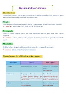 Class 10 Science Notes Chapter 3 Metals and Non-metals – APEX CLASSES