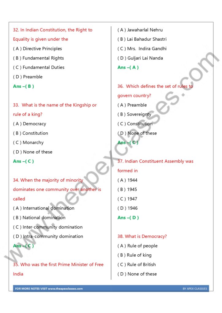 Class 8 SST MCQs in English PDF – APEX CLASSES