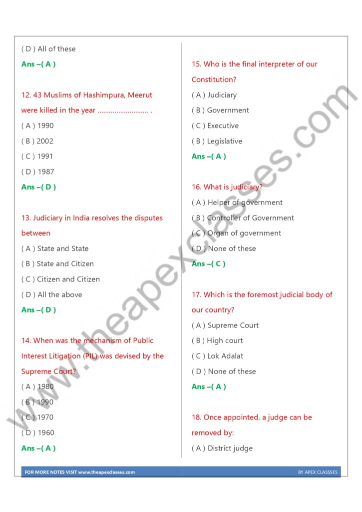 Class 8 SST MCQs in English PDF – APEX CLASSES