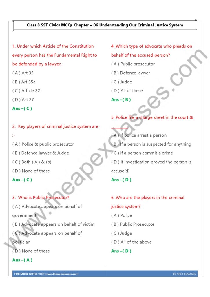 Class 8 SST MCQs in English PDF – APEX CLASSES