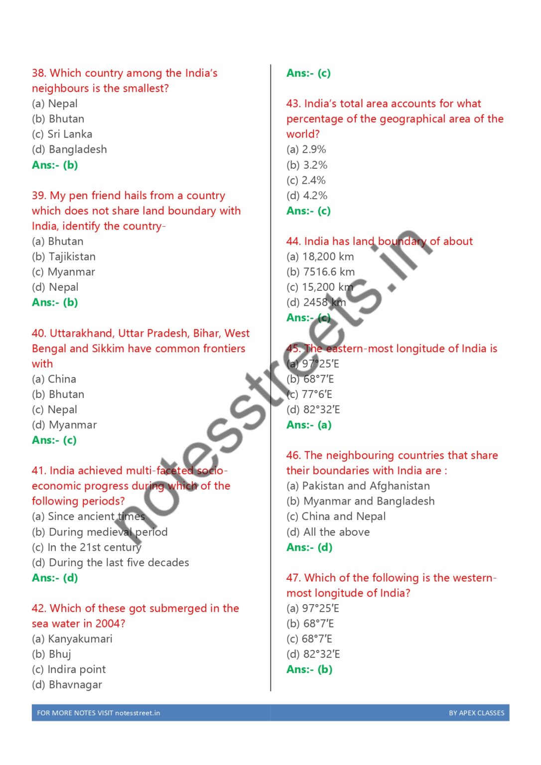 Class 9 SST MCQs PDF in English – APEX CLASSES