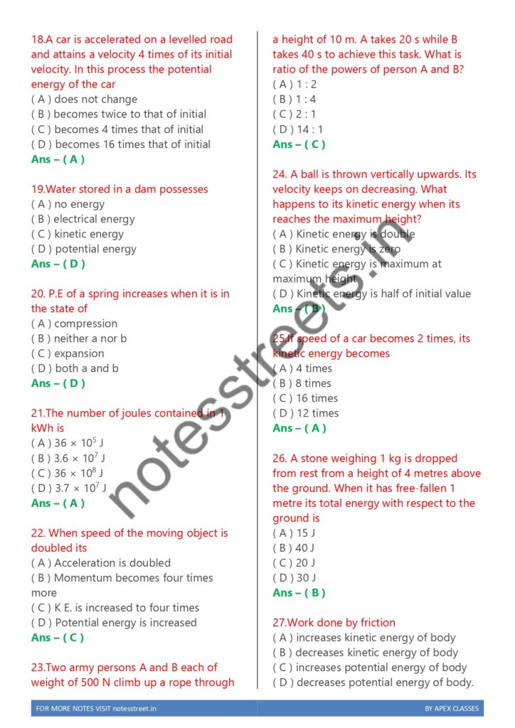 Class 9 Science MCQs in English PDF – APEX CLASSES